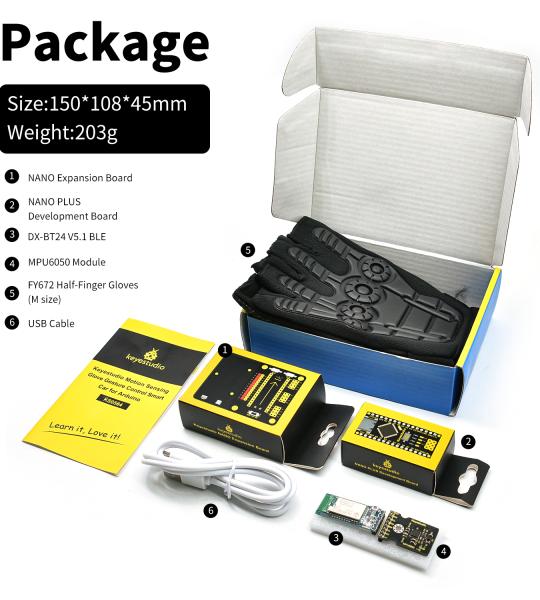 Keyestudio Motion Sensing Glove Gesture Nano Control Smart Car for ...