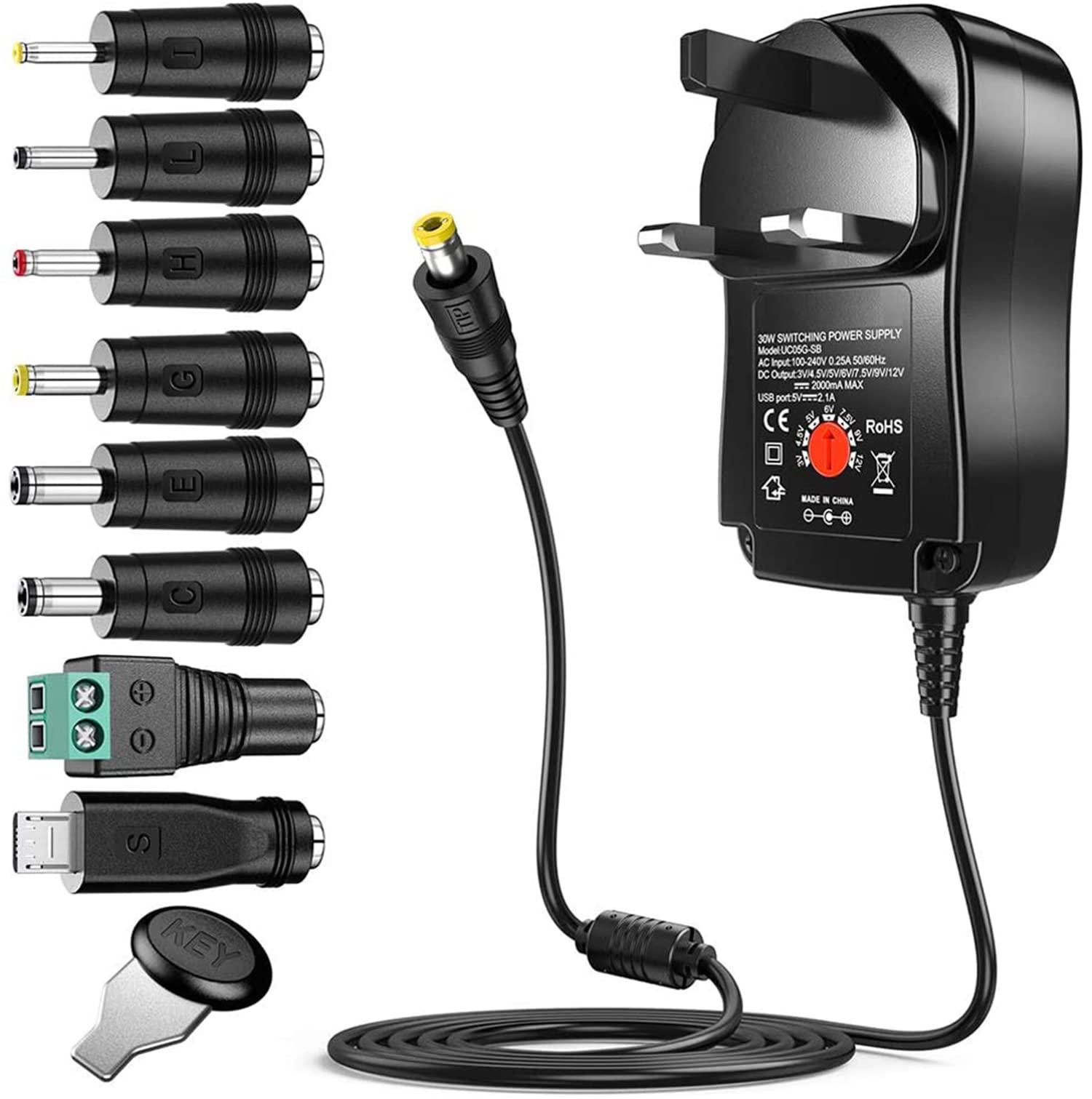 Universal Power Adapter 12V 9V 7.5V 6V 5V 4.5V 3V /30w