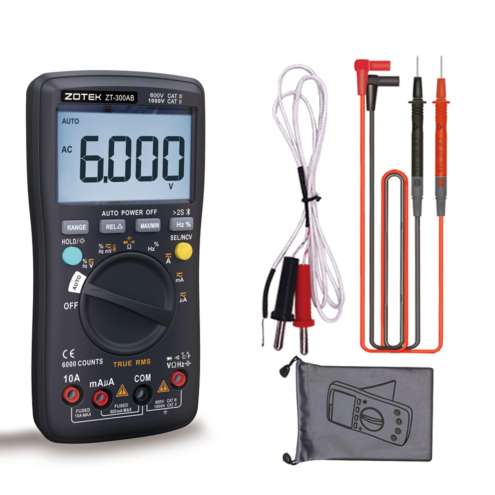 ZT300AB Multimeter Auto/Manual Range Digital Universal Meter 6000 ...