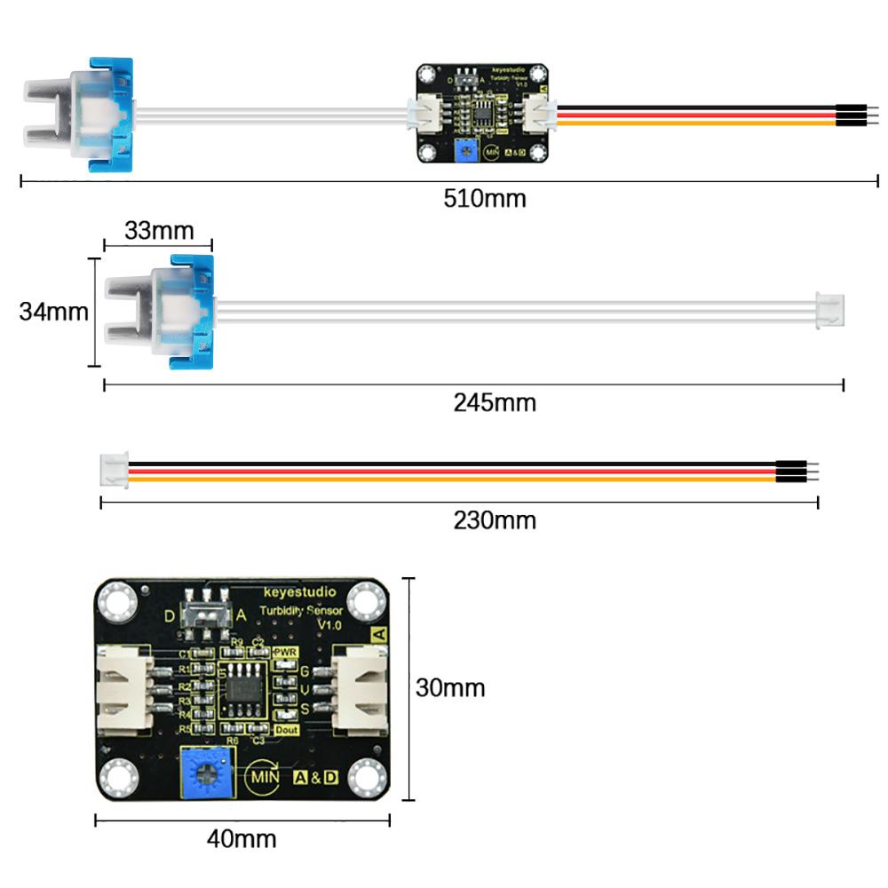 Keyestudio Turbidity Sensor V1.0 With Wires Compatible with Arduino for ...
