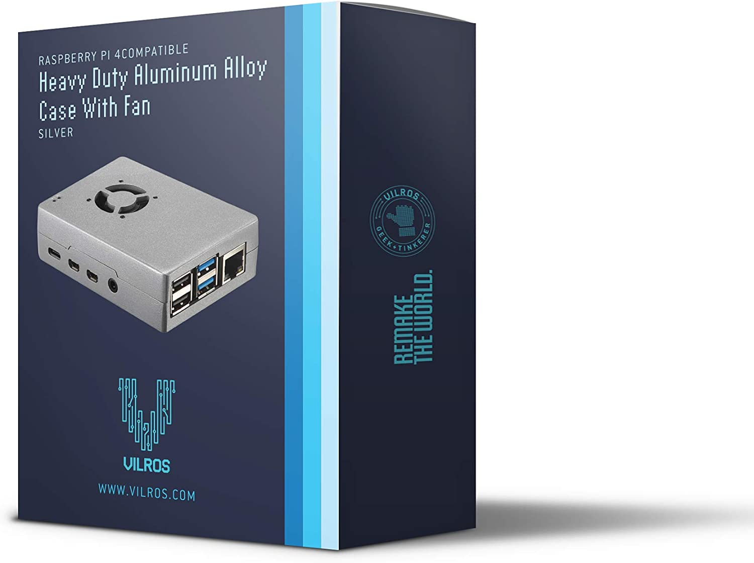 Vilros Raspberry Pi 4 Heavy Duty Aluminum Alloy Pi Cooling Case (Silver)