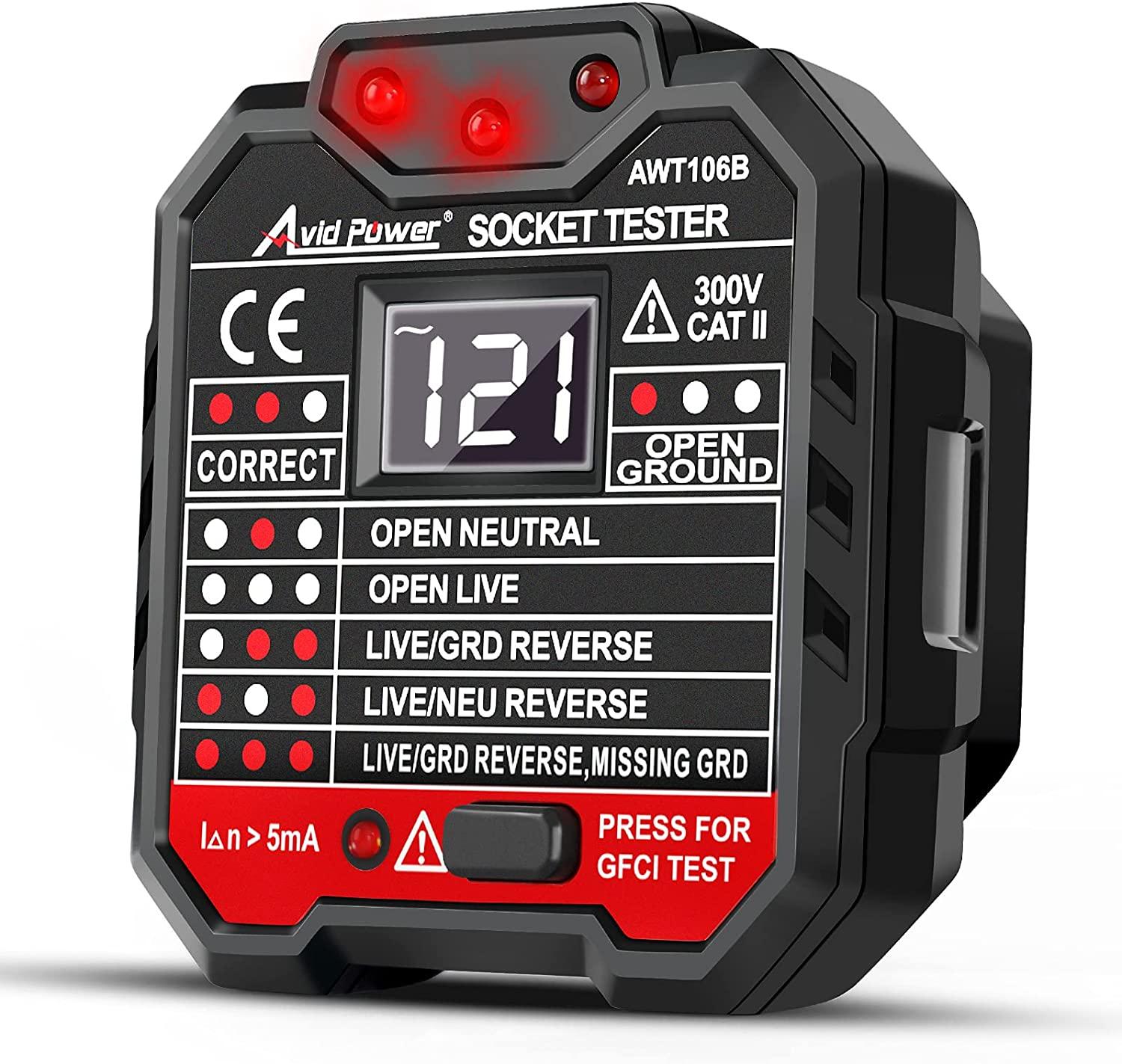 AVID POWER Outlet Tester, 48-250V Circuit Tester for GFCI, Receptacle ...