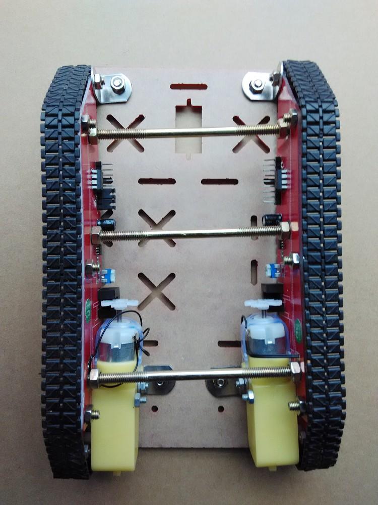 Tank Robot Smart Car Chassis+Acrylic Plate Track Integrated 2 Motors